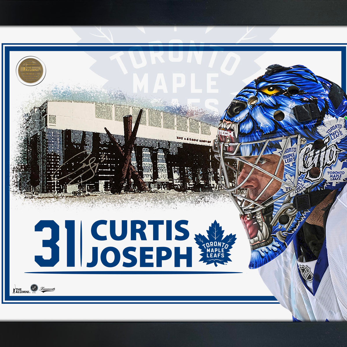 Curtis Joseph Embedded Signature 16x20 PhotoGlass Frame Maple Leafs ...