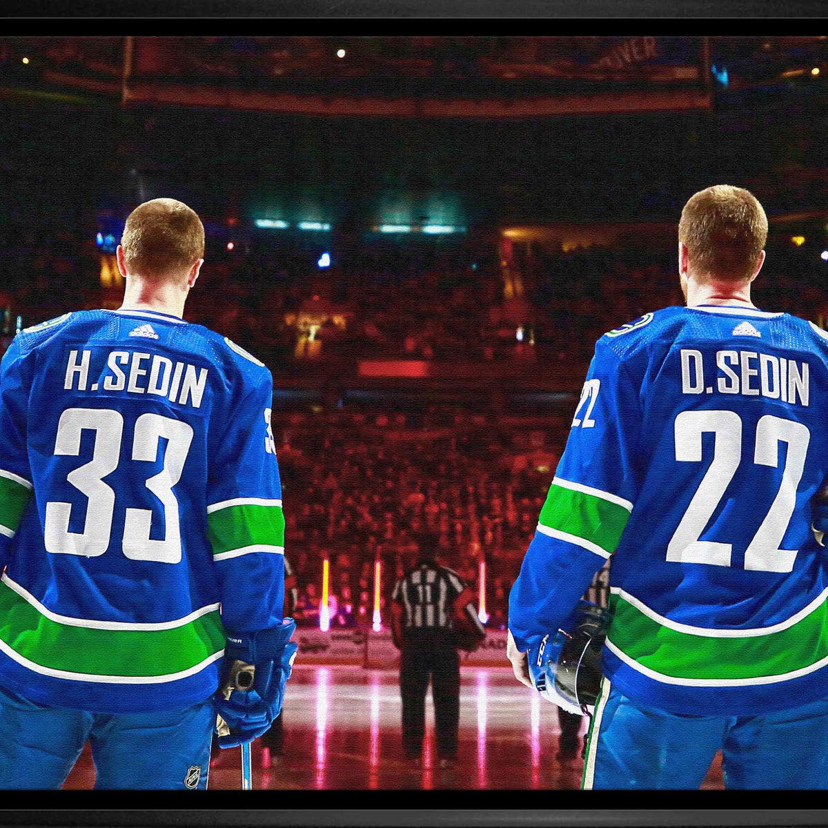 Henrik Sedin and Daniel Sedin 20x29 Framed Canvas Canucks Anthem-H ...