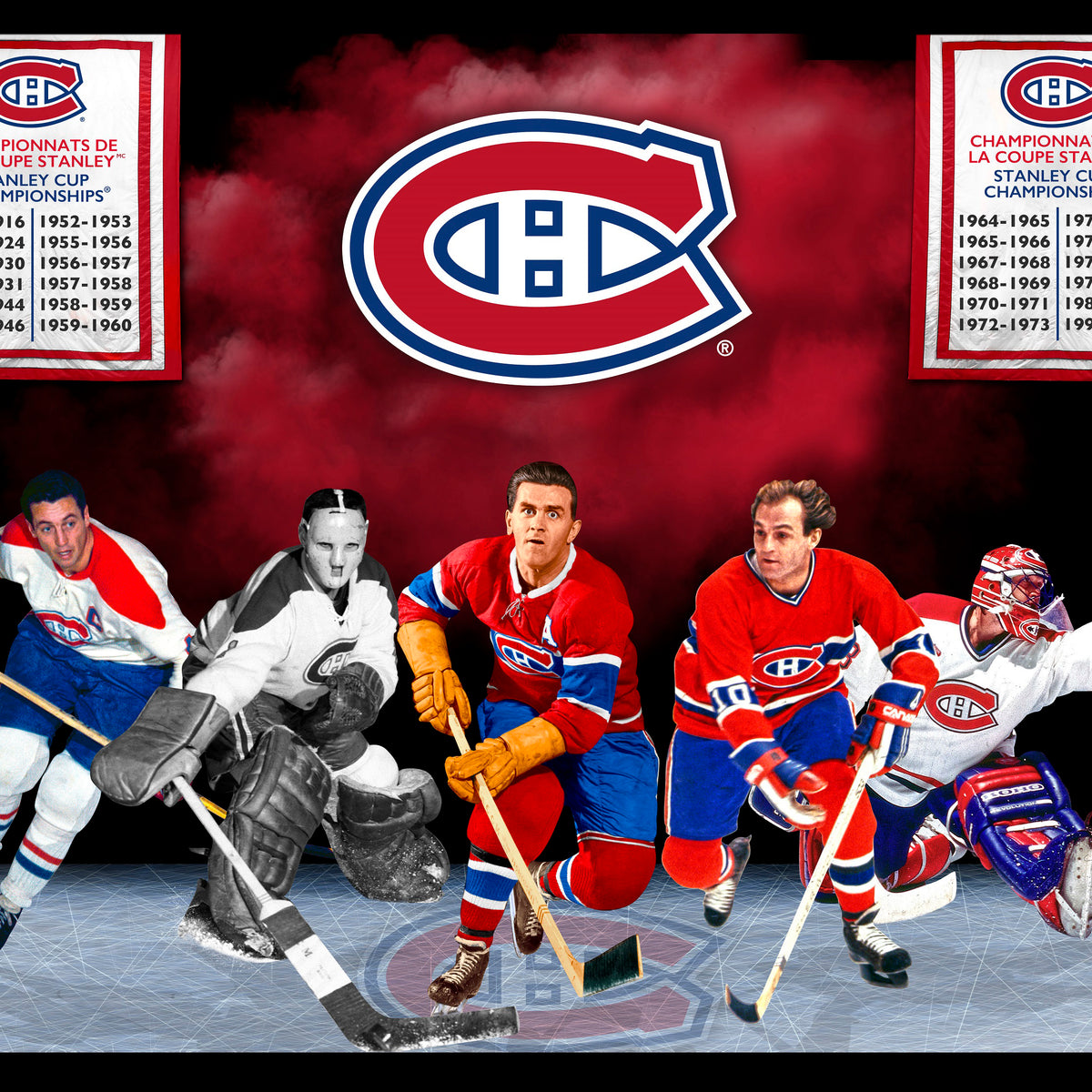 Montreal Canadiens Framed 5-Player Collage With Laser Cut-Out Alumni ...