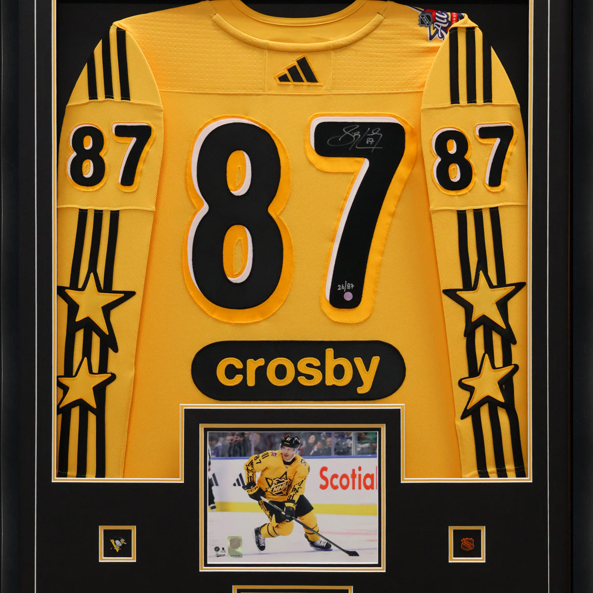 Sidney Crosby Signed Jersey Framed Yellow 2024 NHL All Star Adidas (Li ...