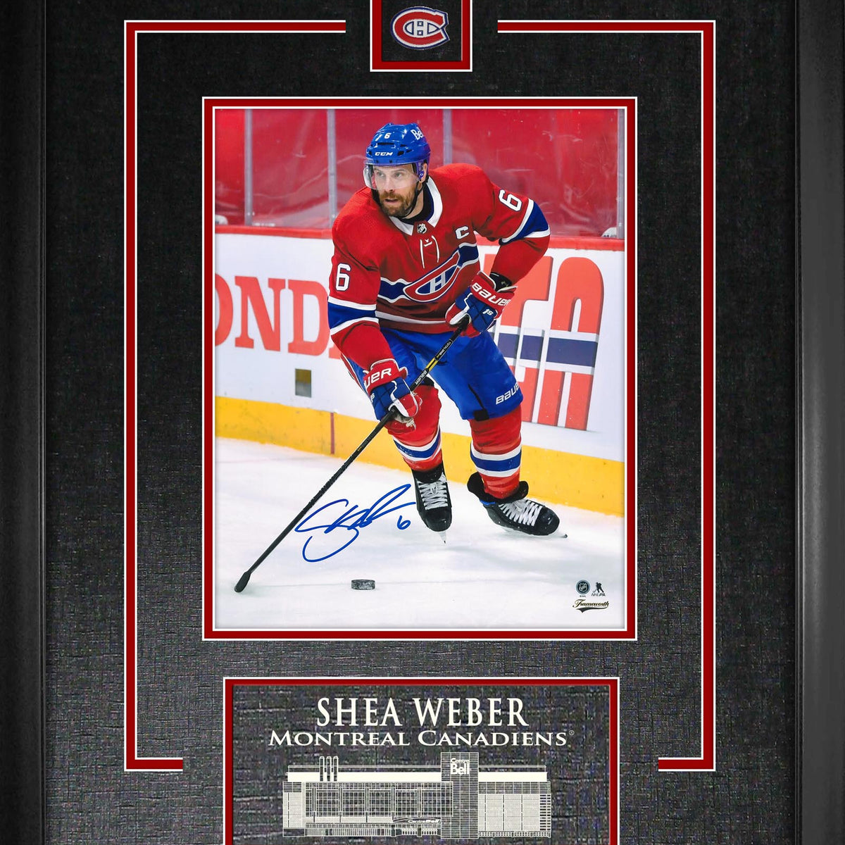 Shea Weber Signed 8x10 Etched Mat Montreal Canadiens Red Action with P ...