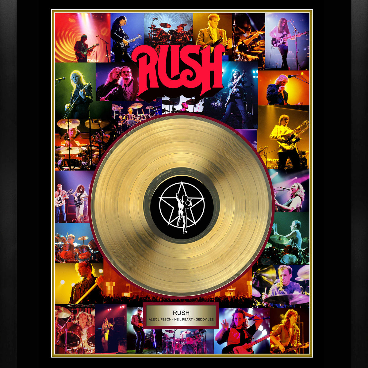 Rush Photo Collage with Gold LP – Frameworth Sports Marketing