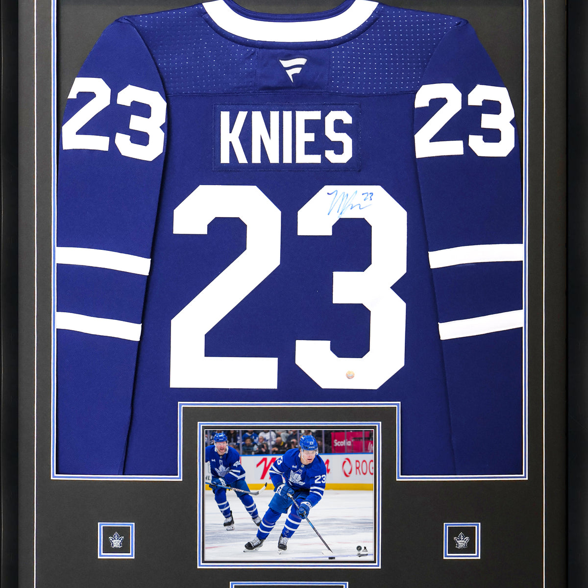 Matthew Knies Signed Jersey Framed Toronto Maple Leafs Blue Fanatics P ...