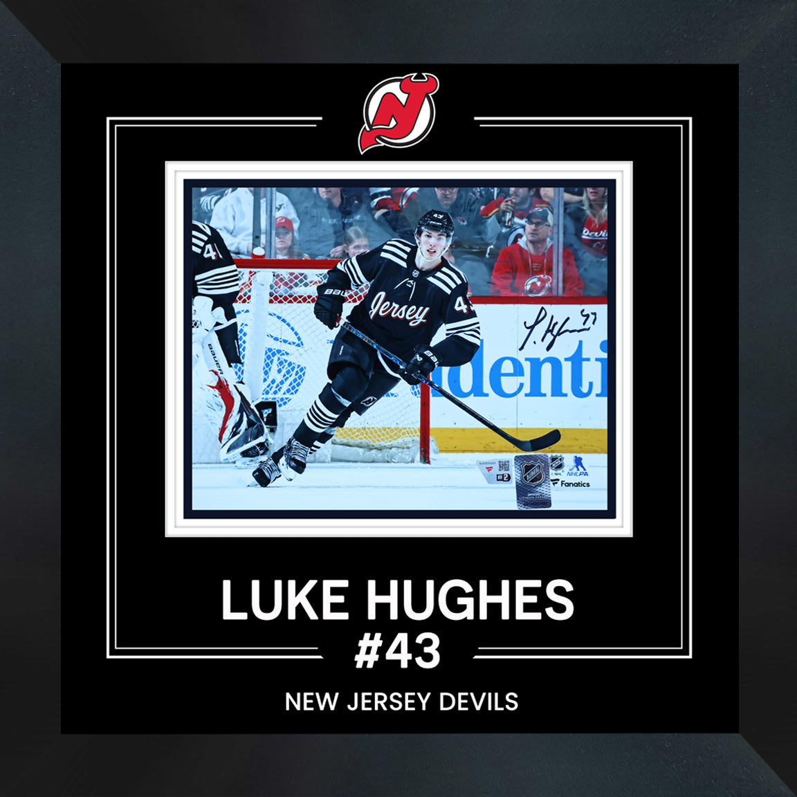 Luke Hughes New Jersey Devils Signed 8x10 NHL Debut Photograph Framed ...