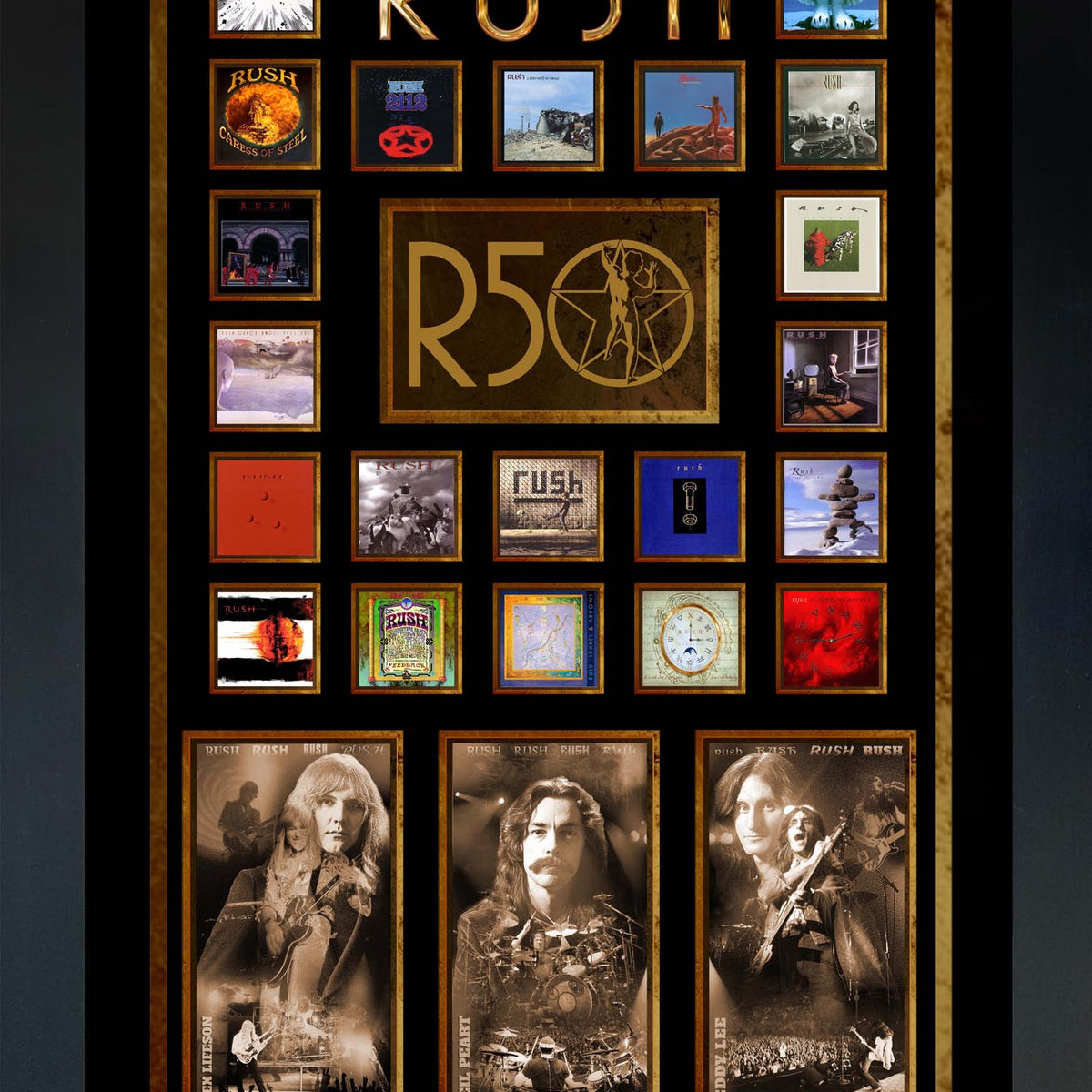 RUSH 50th Anniversary Album Collage Frame – Frameworth Sports Marketing