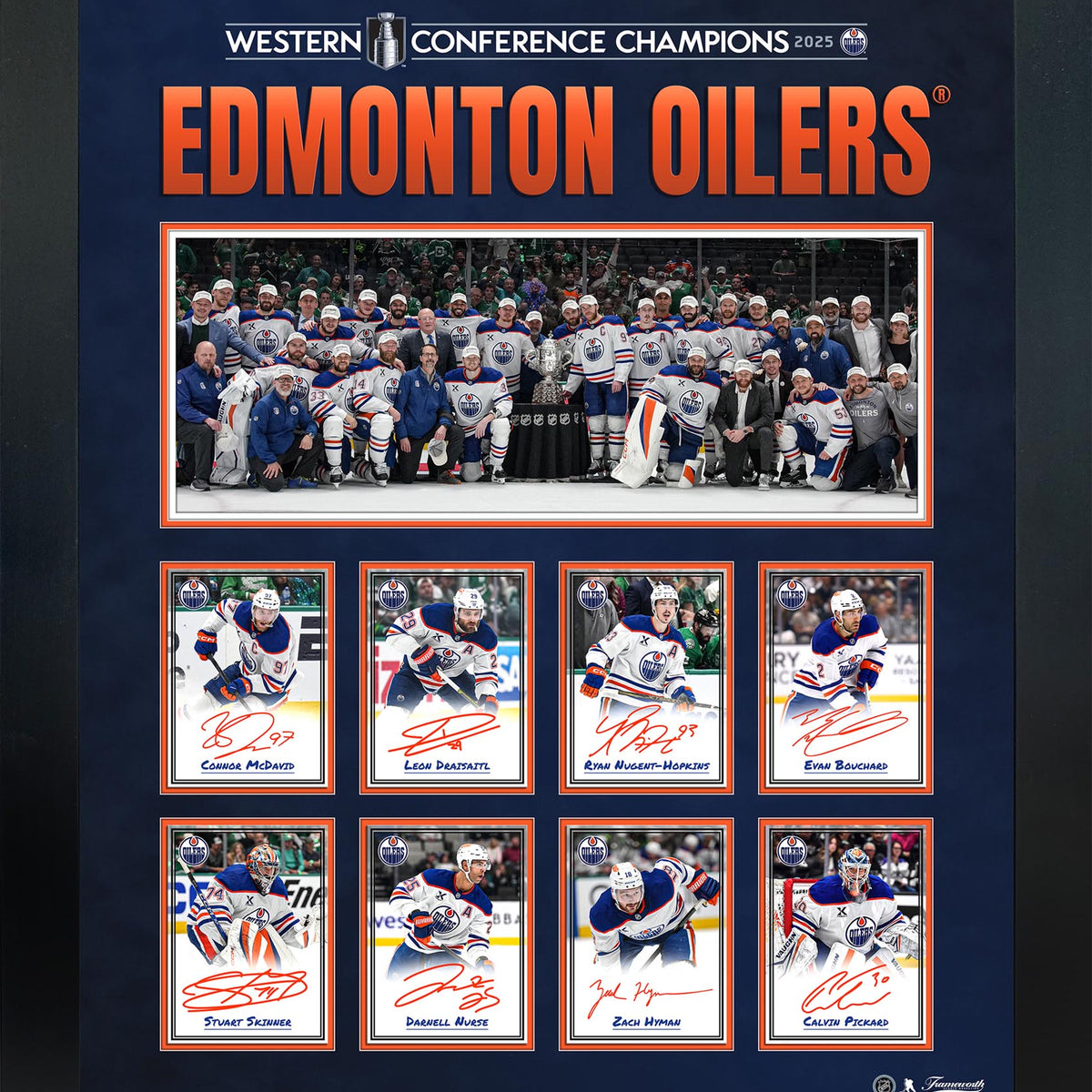 Edmonton Oilers Framed 16x20 PhotoGlass 2025 Conference Champions Repl ...