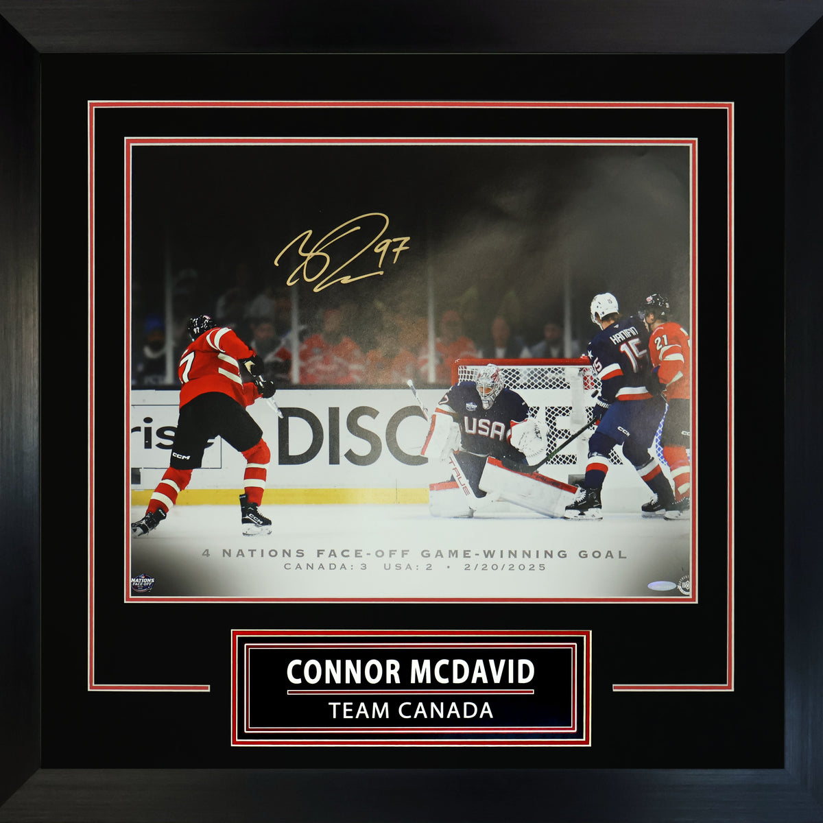 Connor McDavid Signed 16x20 Photo Framed Team Canada Four Nations Fina ...