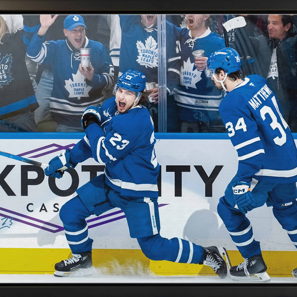 Matthew Knies Signed 20x29 Canvas Framed Toronto Maple Leafs Celebrati ...