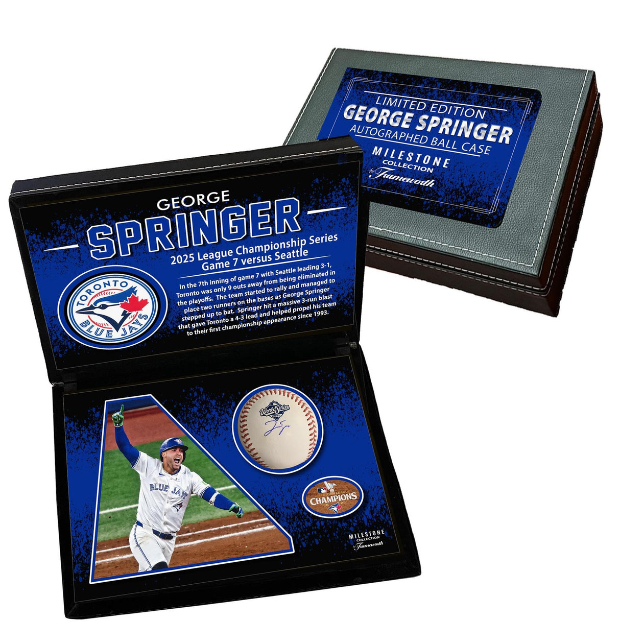 George Springer Signed 2025 World Series Logo Baseball in a Deluxe Cas ...