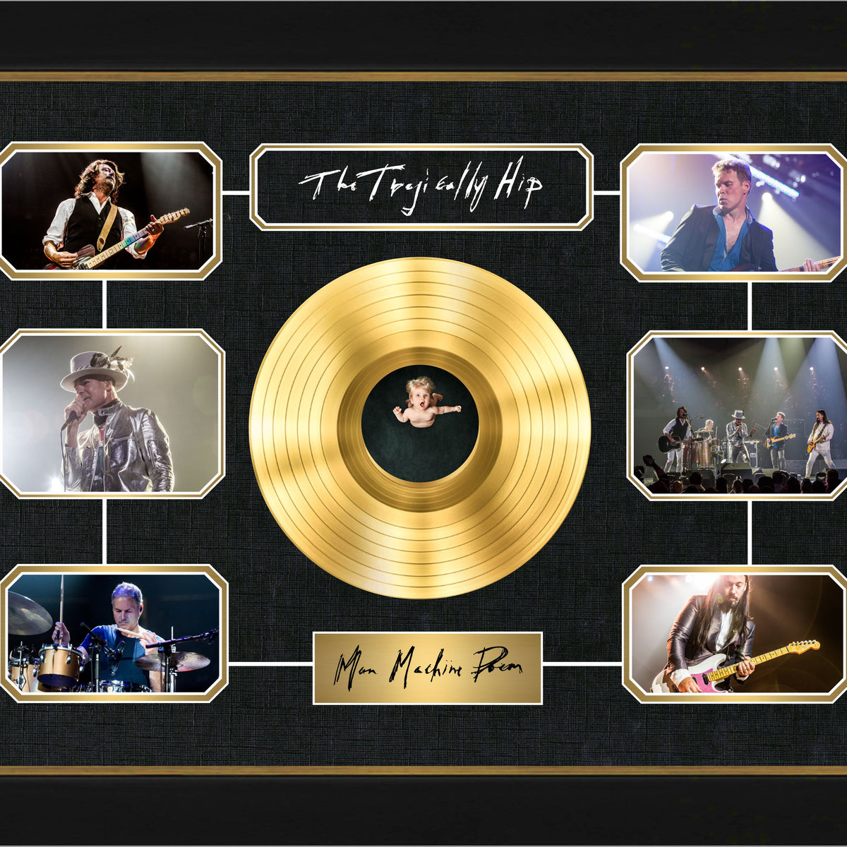 The Tragically Hip Framed Man Machine Poem Band Collage With Gold LP ...