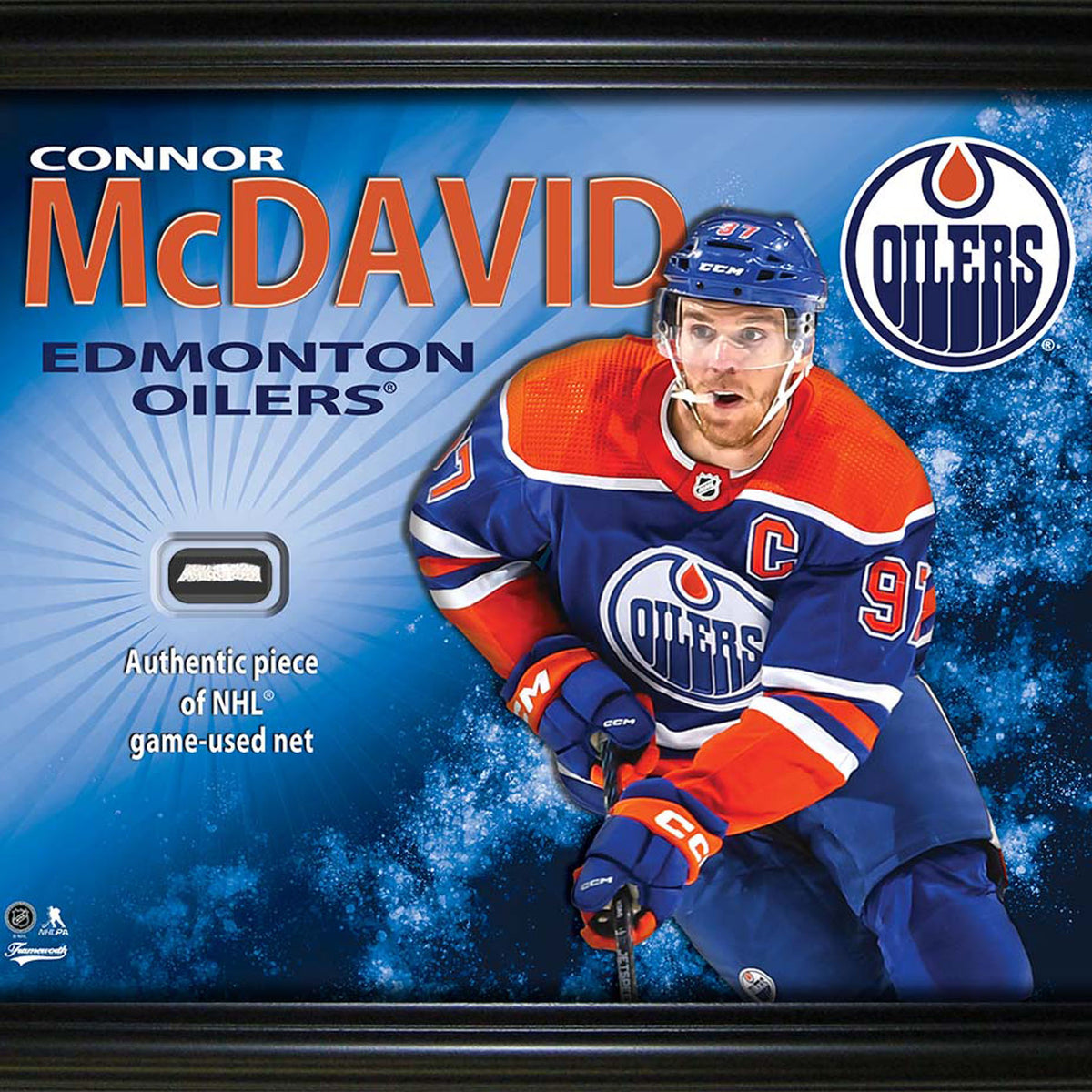 Connor McDavid 16x20 Photo Frame with Game-Used Net - Edmonton Oilers ...